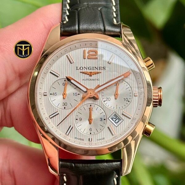 Longines Conquest Chronograph 18k Rose Gold L2.786.8.76.3