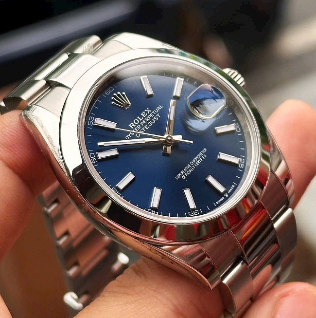 Rolex DateJust 126300 xanh cọc vạch dây Oyster